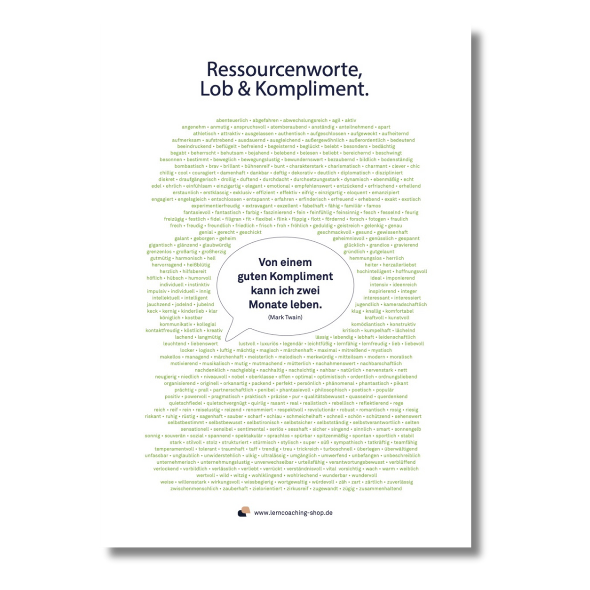 Poster "Ressourcenworte, Lob & Kompliment" – Lerncoaching-Shop